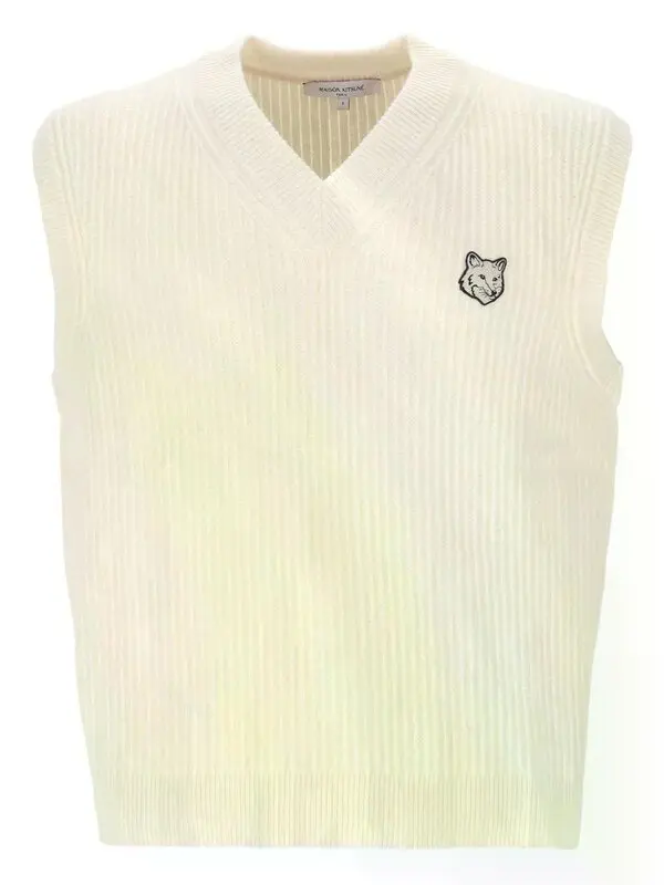 Maison Kitsuné Ribbed V-neck Sleeveless Vest