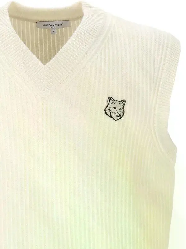 Maison Kitsuné Ribbed V-neck Sleeveless Vest