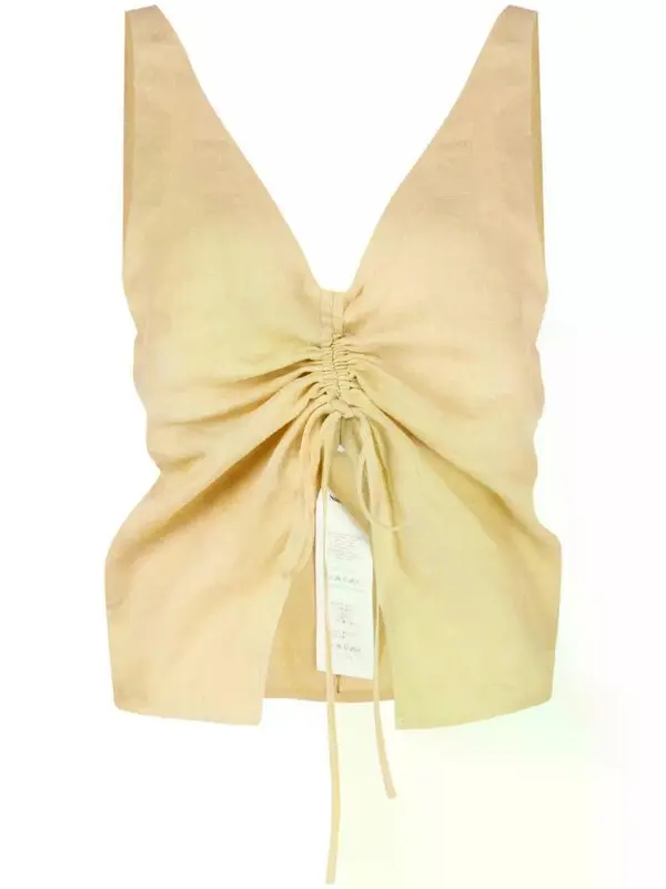Nanushka Linen Drawstring Top - Green