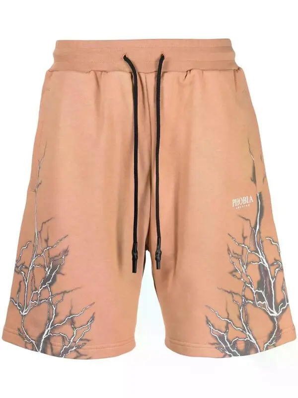 PHOBIA Lightning-print Cotton Shorts - Orange
