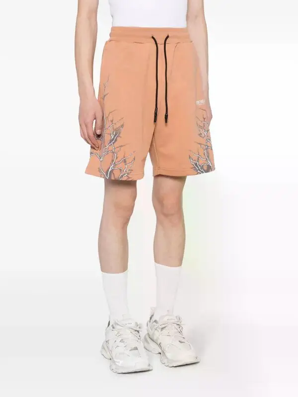 PHOBIA Lightning-print Cotton Shorts - Orange