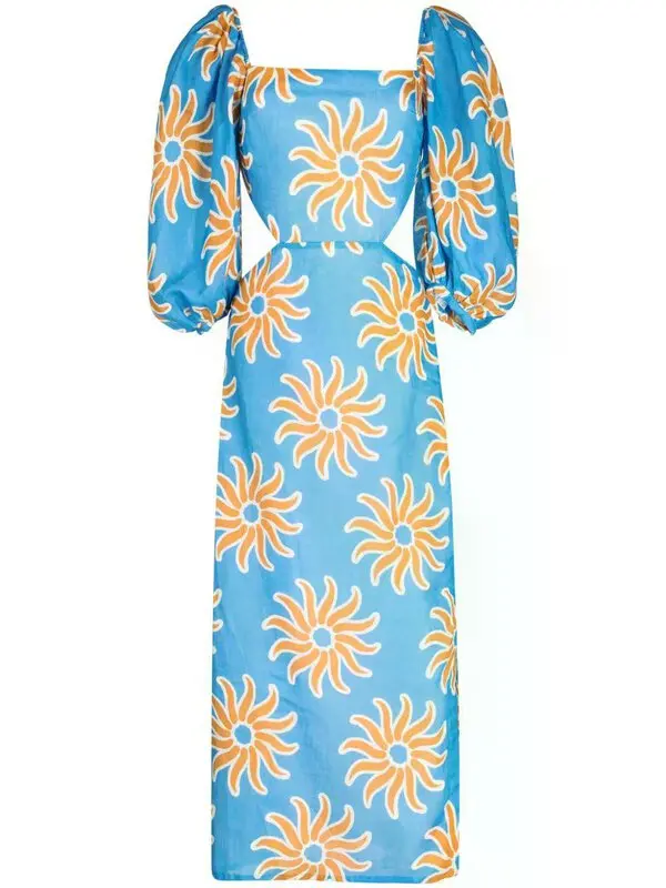 CALA DE LA CRUZ Timbiqui Graphic-print Linen Dress - Multicolour