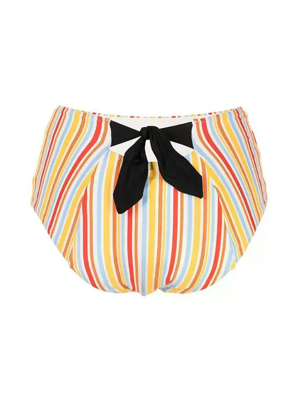 LEMLEM High-waisted Bikini Bottoms With Vertical Woven Stripe Pattern