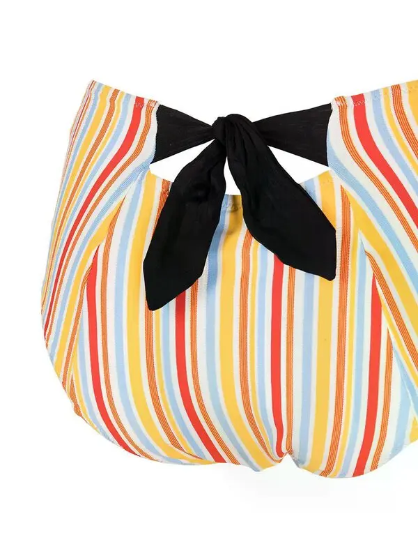 LEMLEM High-waisted Bikini Bottoms With Vertical Woven Stripe Pattern