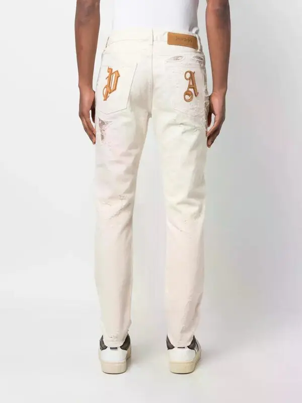 Palm Angels Patch Detail Straight Leg Jeans