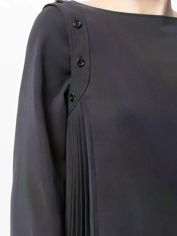 ADEAM Peony Crepe Top With Pleat Detailing