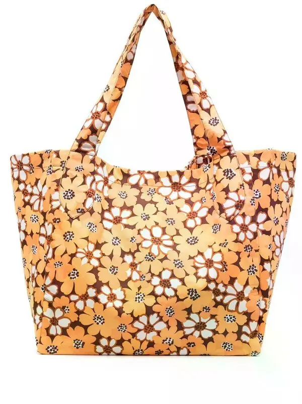 Faithfull The Brand Floral Print Cotton Shoulder Bag - Orange