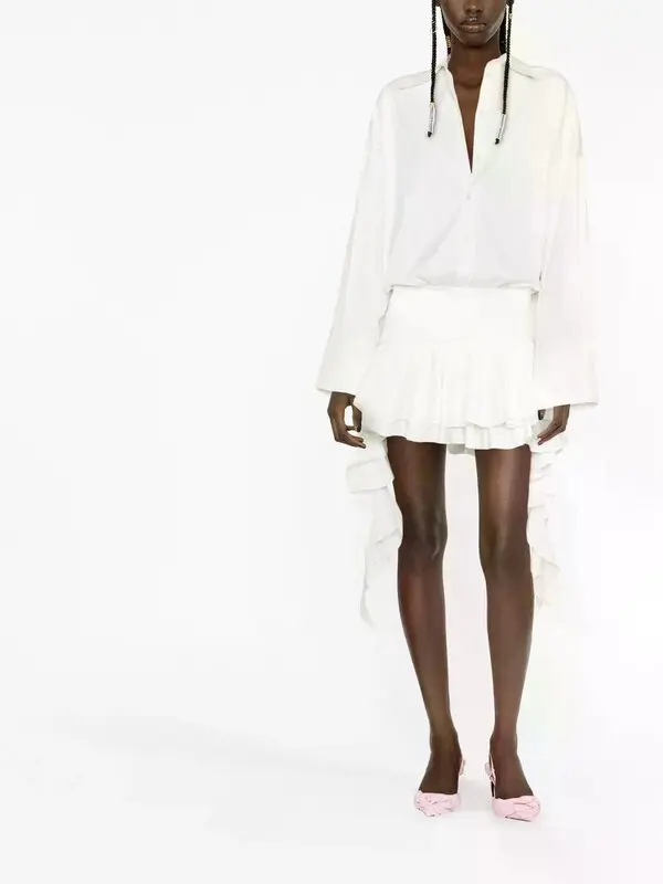 Blumarine Cotton Blend Ruffled Shirtdress