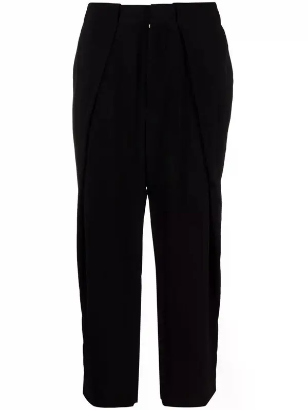 Balmain Cropped Straight-leg Crepe Trousers - Black