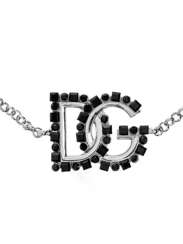Dolce & Gabbana Crystal Embellished Dg Logo Chain Bracelet