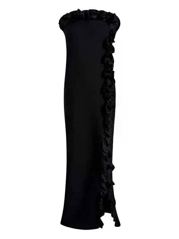 Cinq À Sept Ruffle Detail Strapless Gown - Black