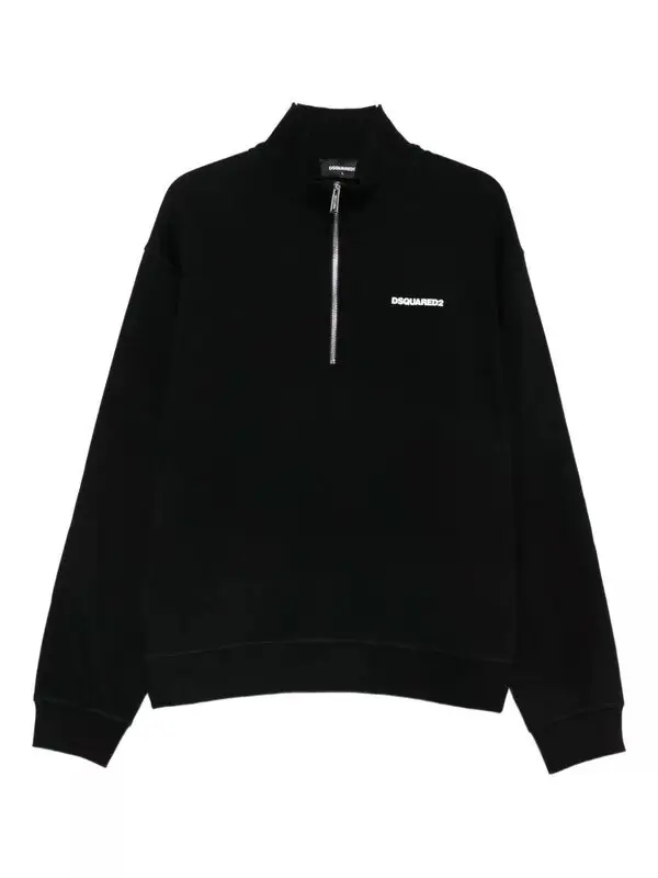 Dsquared2 Half-zip Cotton Sweatshirt - Black