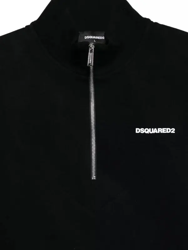 Dsquared2 Half-zip Cotton Sweatshirt - Black