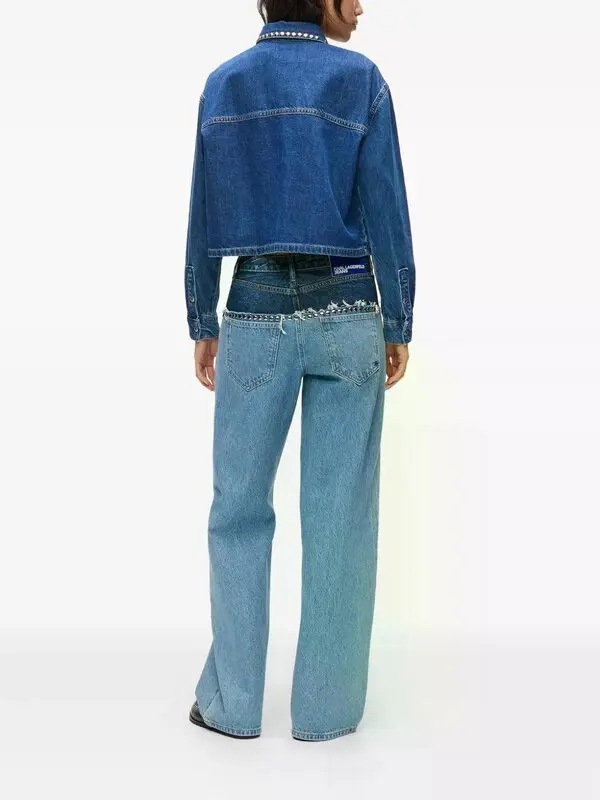 Karl Lagerfeld Embellished Waistband Denim Trousers