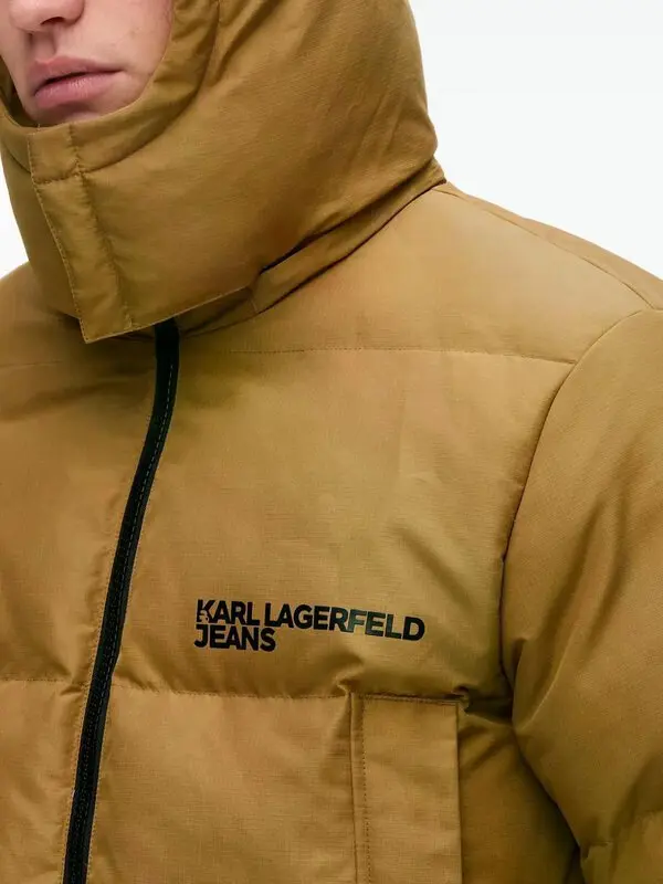 Karl Lagerfeld Hooded Puffer Jacket - Neutrals