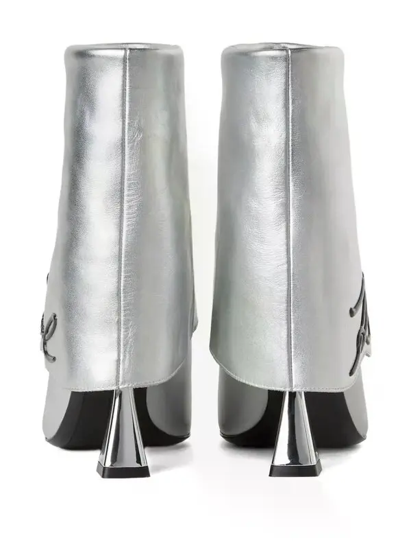 Karl Lagerfeld Leather Fold-down Ankle Boots - Silver