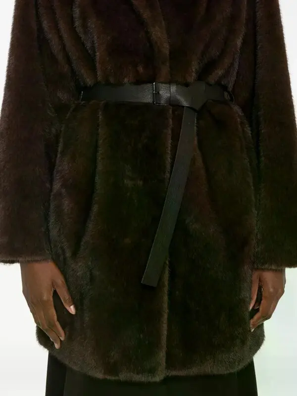 P.a.r.o.s.h Faux Fur Belted Coat