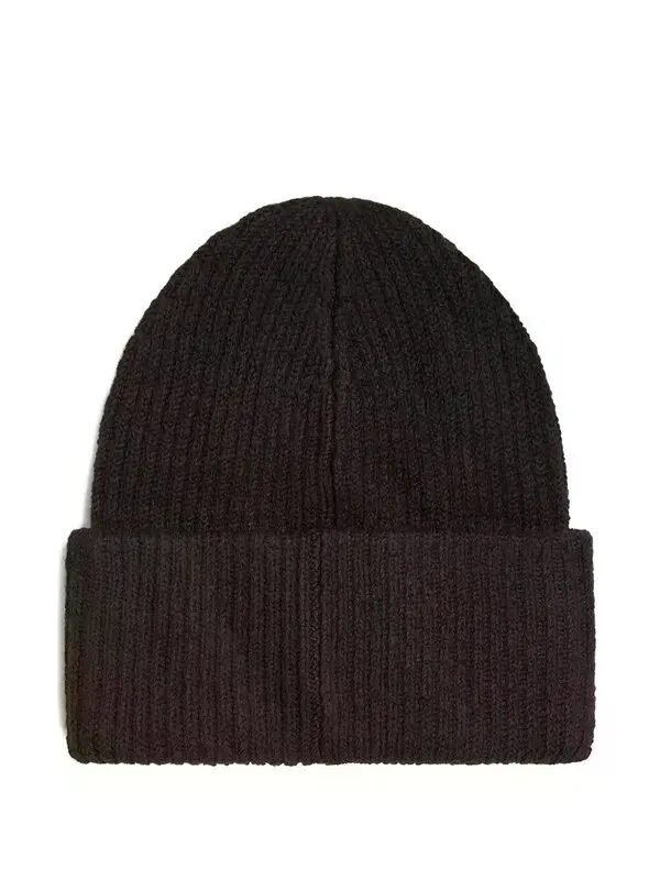 Karl Lagerfeld Ribbed Beanie With Logo Patch - Black