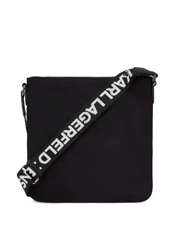 Karl Lagerfeld Logo Appliqué Flat Messenger Bag