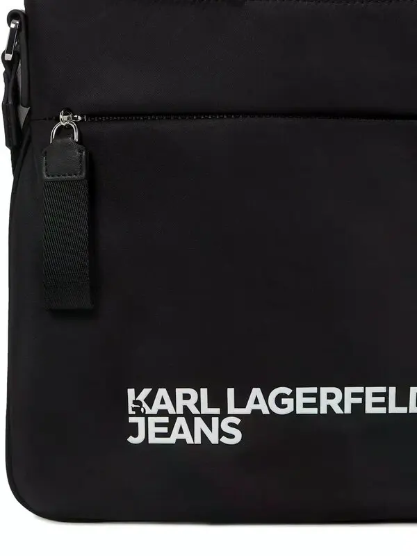 Karl Lagerfeld Logo Appliqué Flat Messenger Bag