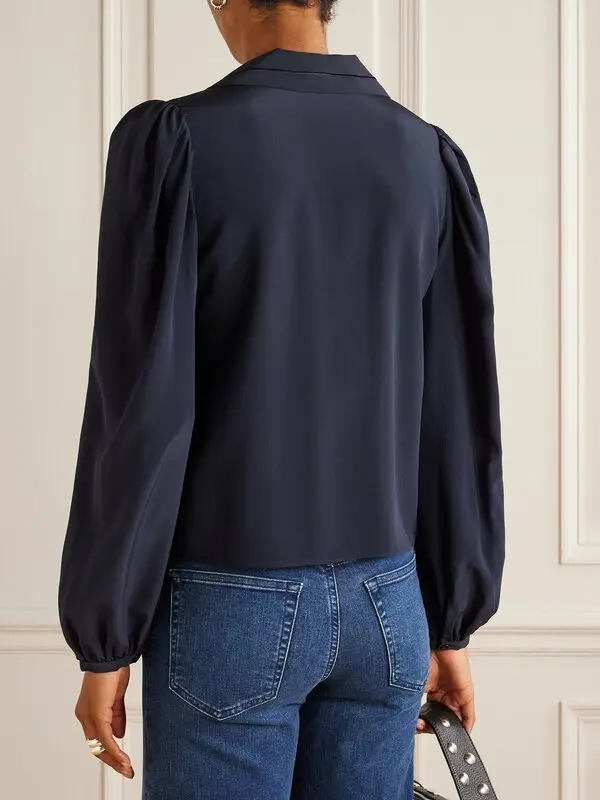 FRAME Sailor Embroidered Silk Blouse
