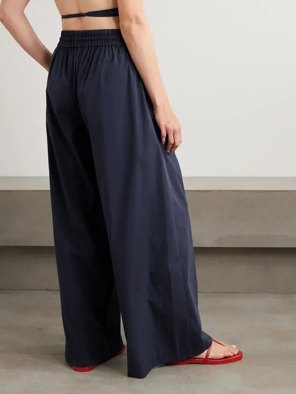 ST. AGNI Cotton-blend Poplin Wide-leg Pants