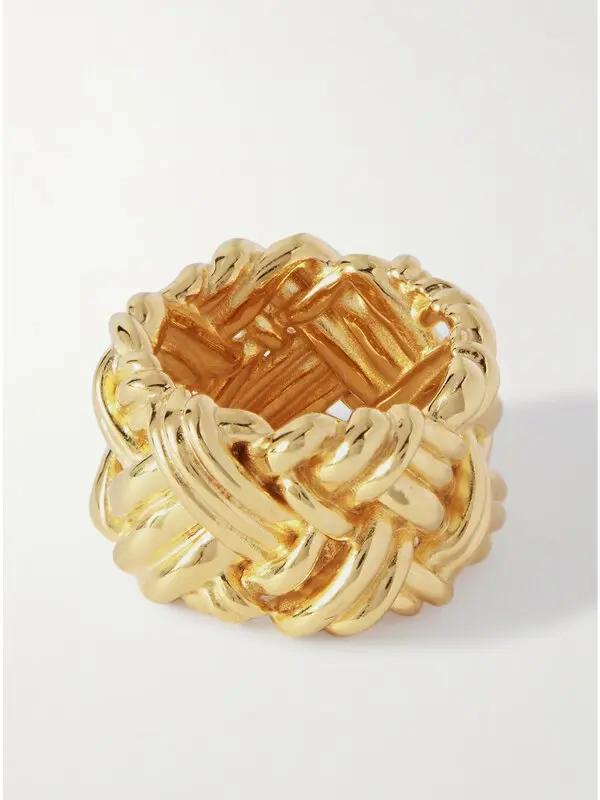 Bottega Veneta Intrecciato Plated Silver Ring