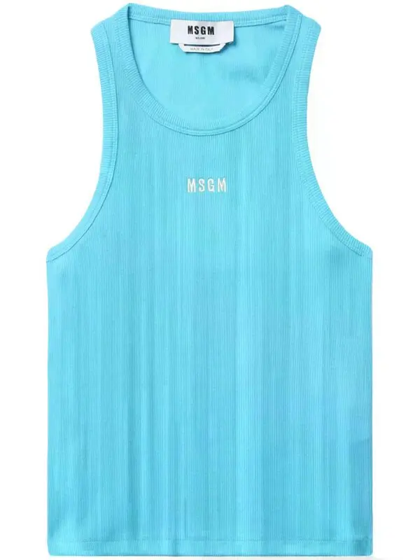 MSGM Logo Embroidered Tank Top - Blue
