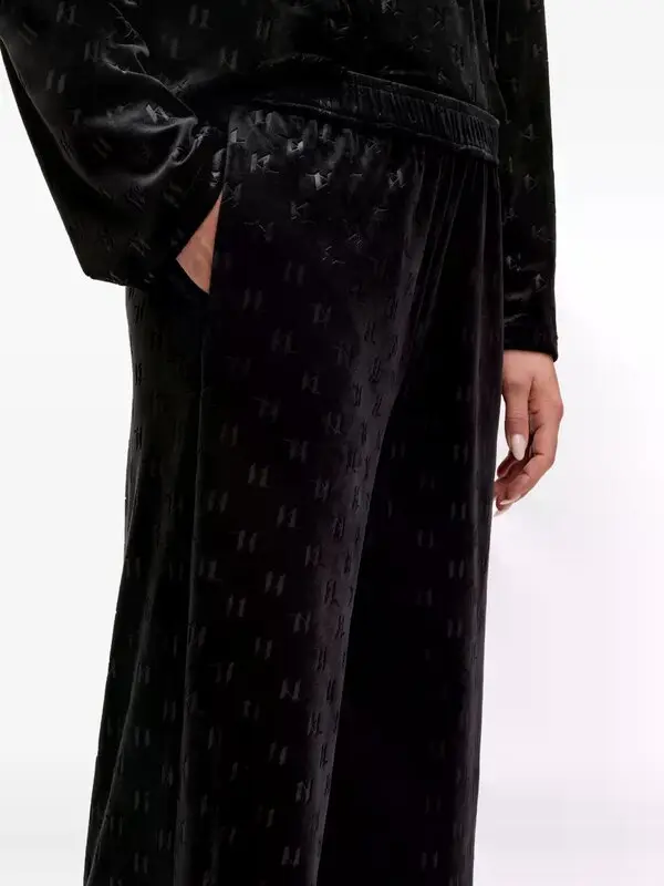 Karl Lagerfeld Monogram Velvet Track Pants