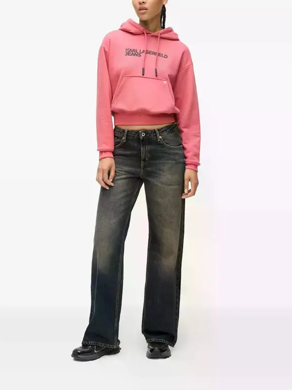 Karl Lagerfeld Logo Patch Wide Leg Jeans