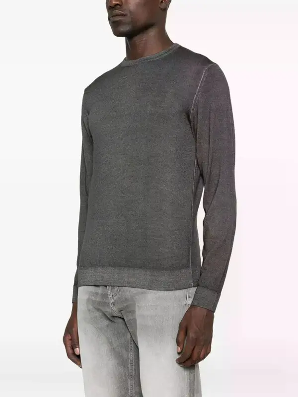 DANIELE FIESOLI Crew Neck Long Sleeve Wool Sweater - Grey