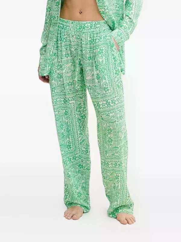 Melissa Odabash Patterned Drawstring-waistband Trousers - Green