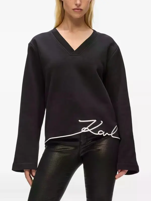 Karl Lagerfeld Signature Hem V-neck Sweater