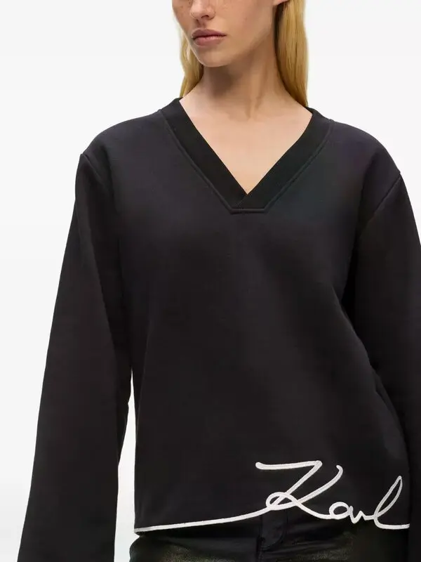 Karl Lagerfeld Signature Hem V-neck Sweater