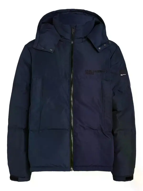 Karl Lagerfeld Hooded Puffer Jacket - Blue