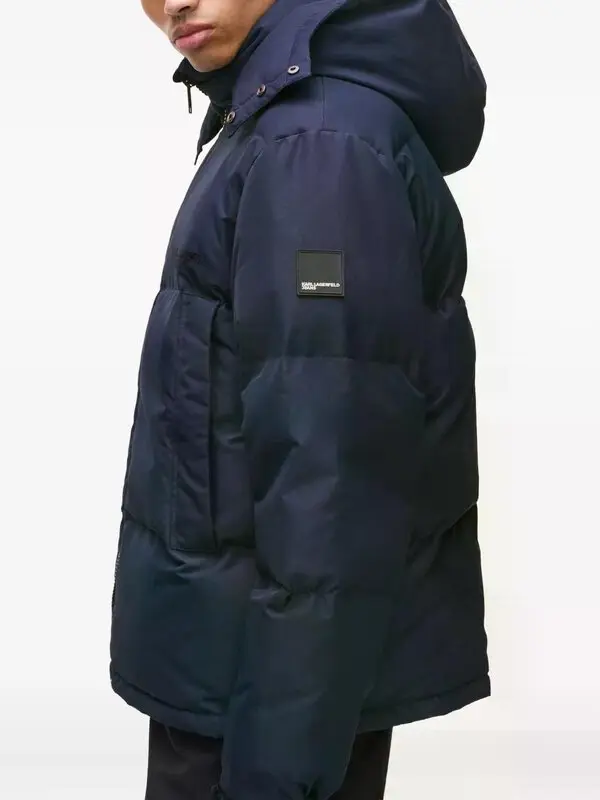 Karl Lagerfeld Hooded Puffer Jacket - Blue