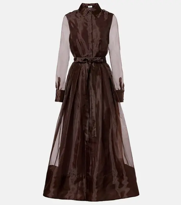 Simkhai Montgomery Organza Shirt Dress - Brown