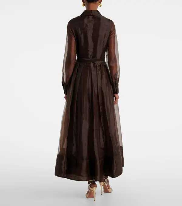 Simkhai Montgomery Organza Shirt Dress - Brown