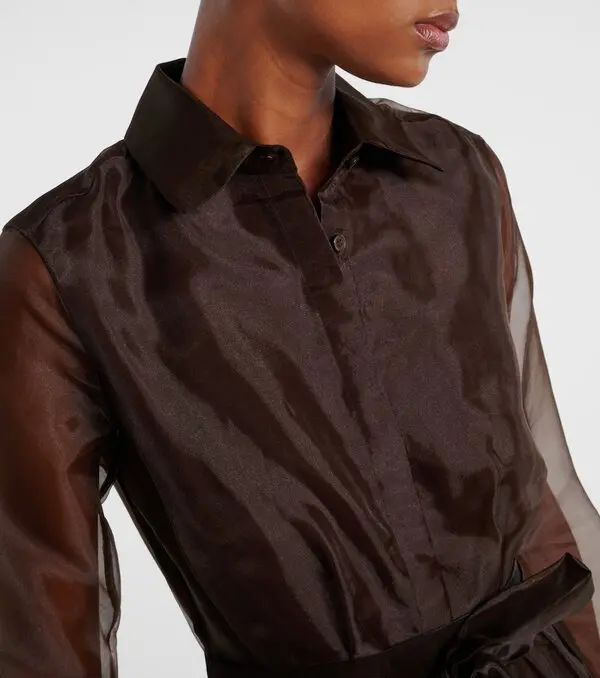 Simkhai Montgomery Organza Shirt Dress - Brown