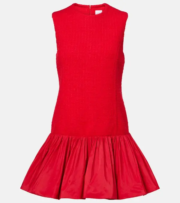 PATOU Tweed And Faille Minidress In Scarlet - Red