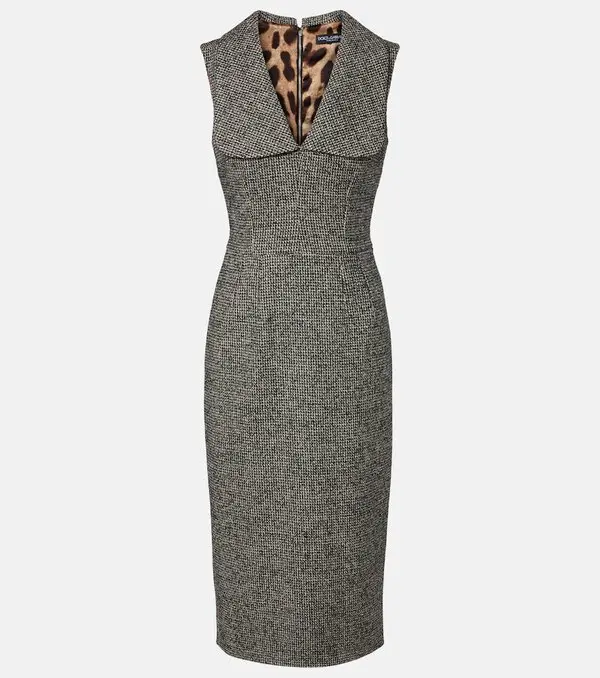 Dolce & Gabbana Wool-blend Midi Dress - Grey