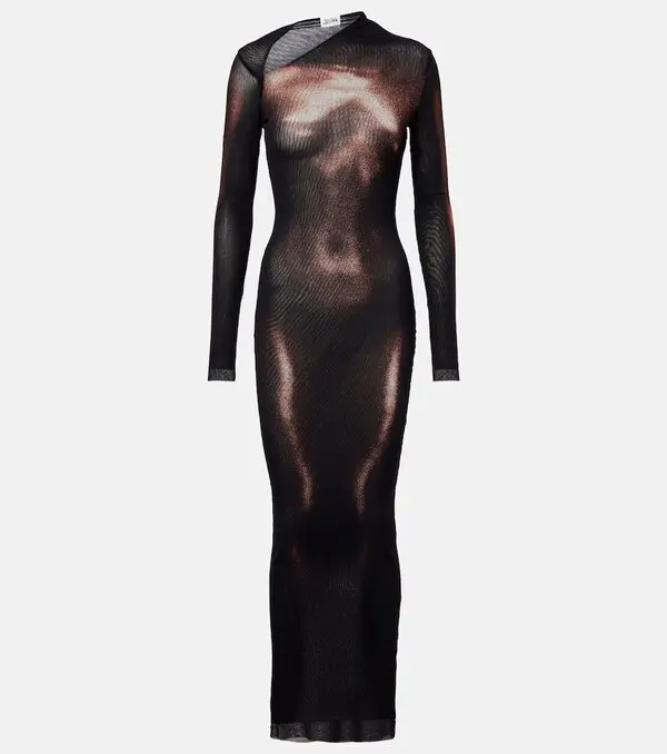 JEAN PAUL GAULTIER Trompe L'oeil Mesh Maxi Dress - Multicoloured
