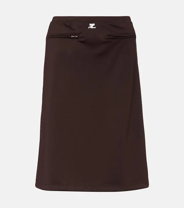 COURREGES Interlock Tracksuit Midi Skirt In Chocolate