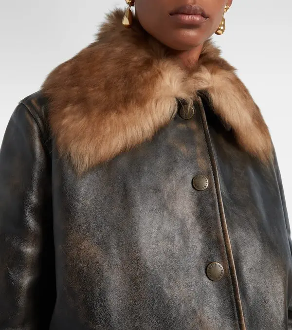 Dolce & Gabbana Shearling-trimmed Leather Bomber Jacket