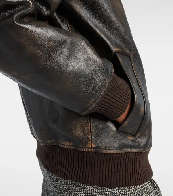 Dolce & Gabbana Shearling-trimmed Leather Bomber Jacket