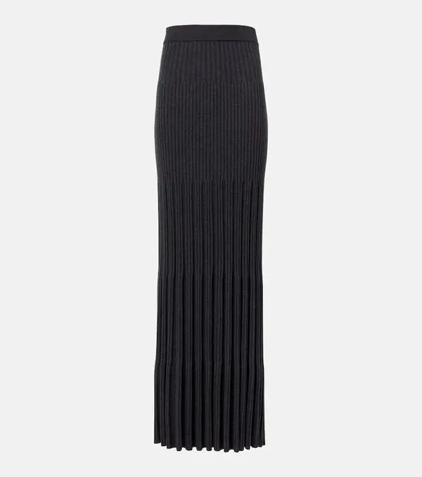 JOSEPH Merino Ribbed-knit Wool Maxi Skirt - Grey