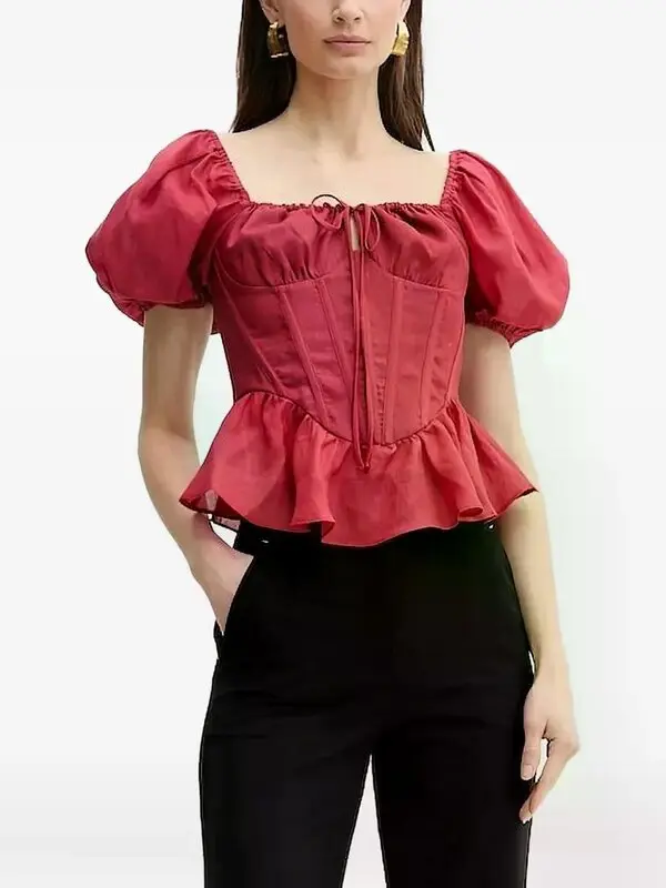 Bardot Puff-sleeve Corset Top
