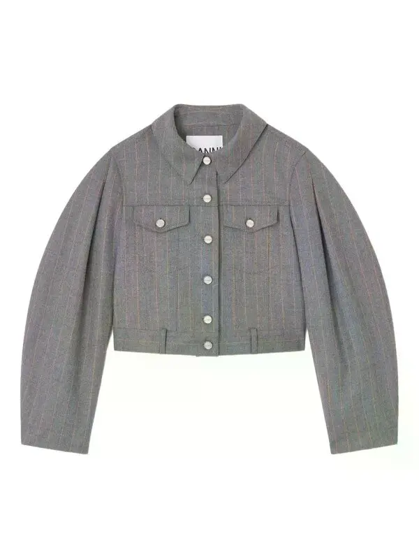 GANNI Pinstripe Puff-sleeve Jacket