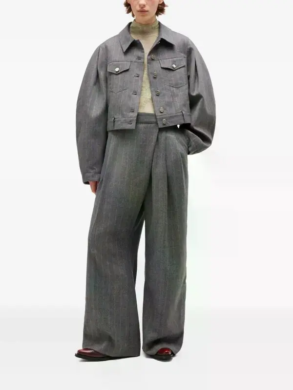 GANNI Pinstripe Puff-sleeve Jacket