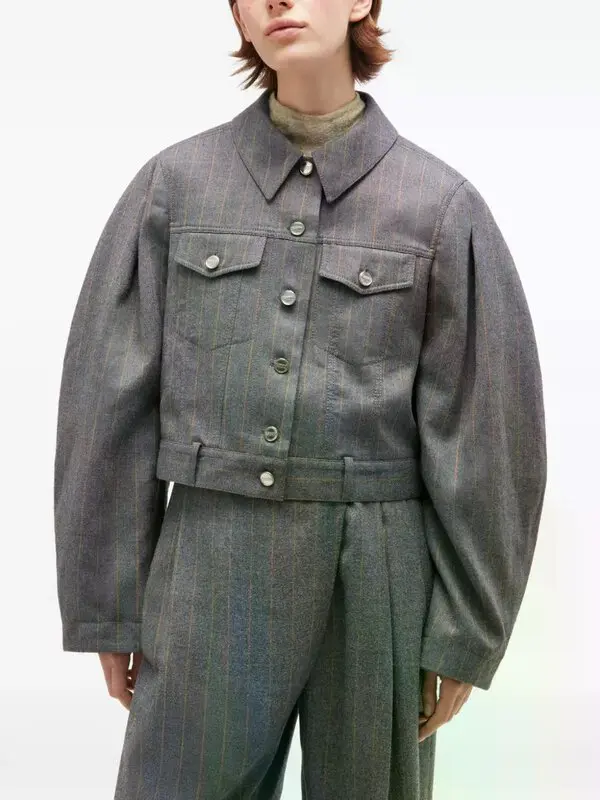 GANNI Pinstripe Puff-sleeve Jacket